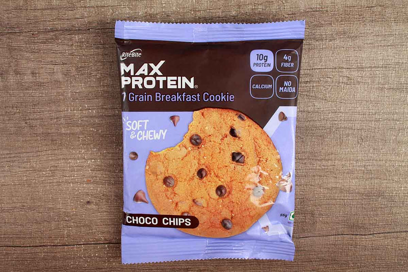 RITE BITE MAX PROTEIN GRAIN BREAKFAST CHOCO CHIPS COOKIE 55
